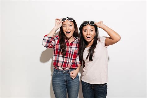 Free Photo Two Asian Pretty Cute Ladies Sisters