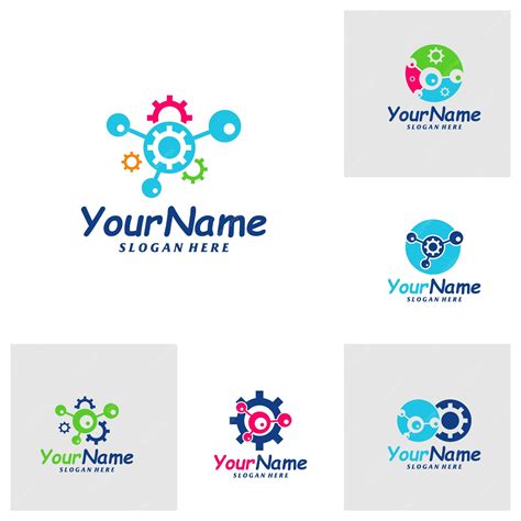 바이오 테크 기어 로고 디자인 서식 파일 바이오 테크 로고 개념 벡터 크리에이 티브 아이콘 기호 집합 프리미엄 벡터