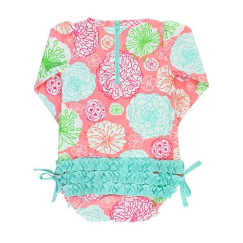 Ruffle Butts Tropical Gardens Ruffled Rash Guard One Piece Swim Suit