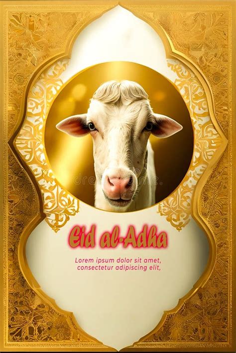 Elegant Eid Al Adha Bakrid Festival Golden Poster Template Stock Vector