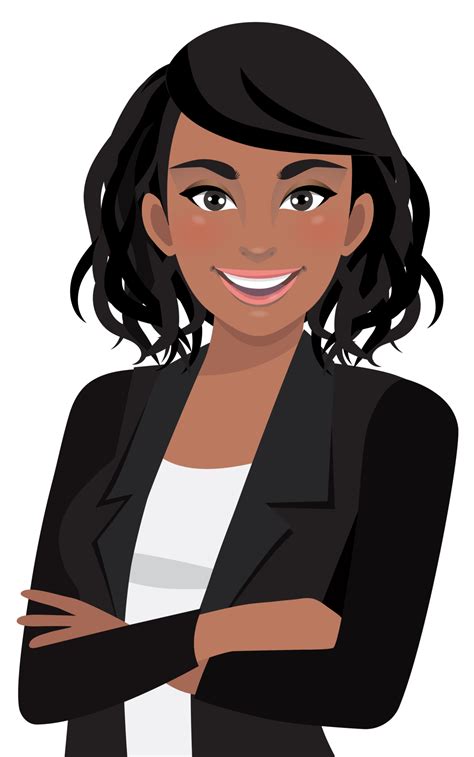 Black Businesswoman Or American African Female Character Crossed Arms