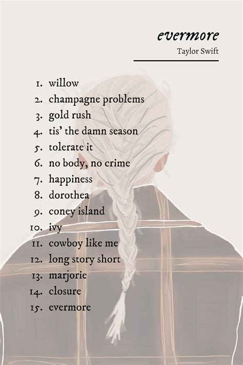 Taylor Swift Evermore Tracklist Printable Etsy