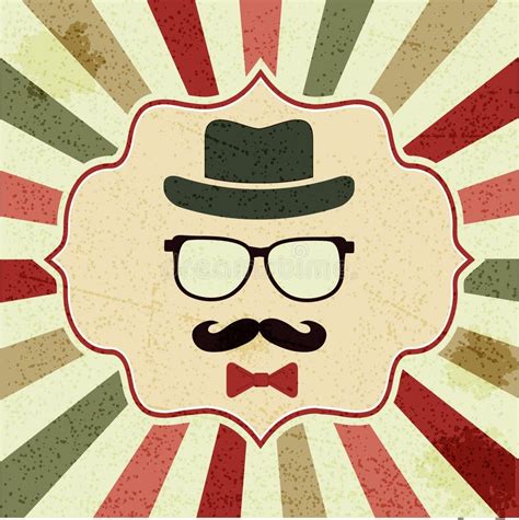 Background With Hipster S Hat Glasses Moustache Stock Vector