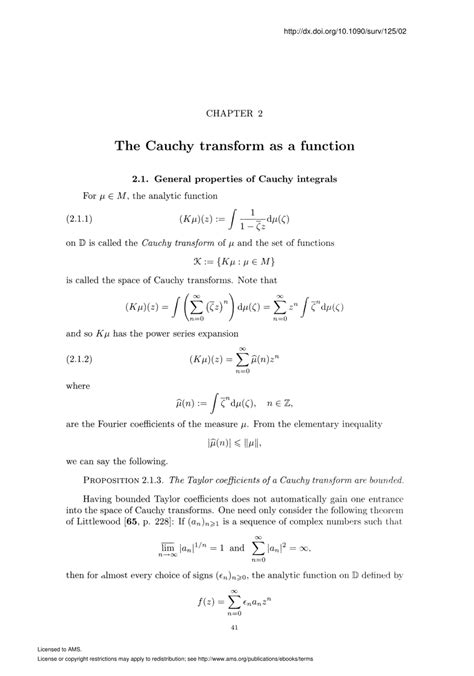 Pdf The Cauchy Transform As A Function
