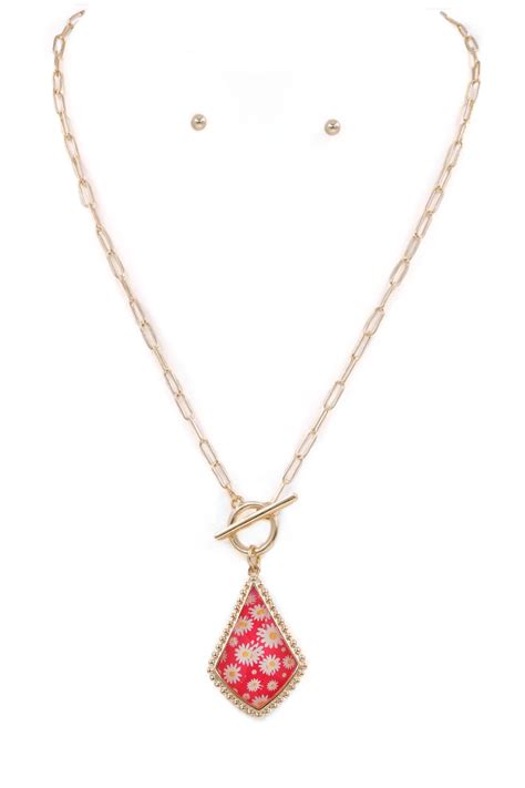 Fuchsia Floral Pendant Necklace Necklaces