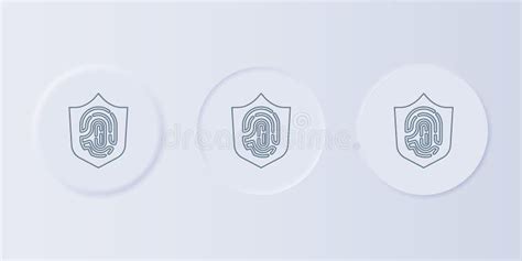 Grey Protection Shield Encoded Fingerprint Icon Isolated On Grey Background Id App Icon