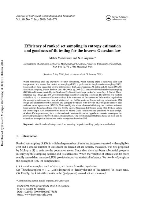 Pdf Efficiency Of Ranked Set Sampling In Entropy Estimation And