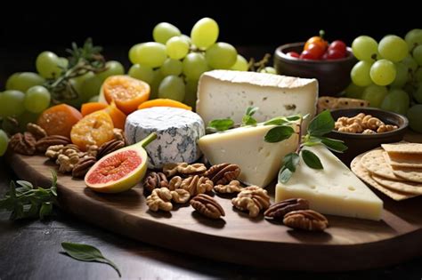 Premium Ai Image Vegan Cheese Platter With Nuts And Fruits