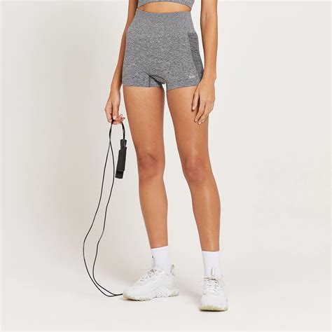 Mp Womens Curve High Waisted Booty Shorts Grey Marl Myprotein™