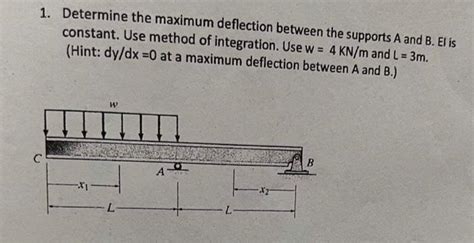 solved determine the maximum deflection between the supports