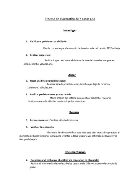 Proceso De Diagnostico De 7 Pasos Cat Pdf