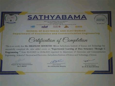 Thrilled To Have Completed The Experimental Learning Of Data Structures Through C Programming