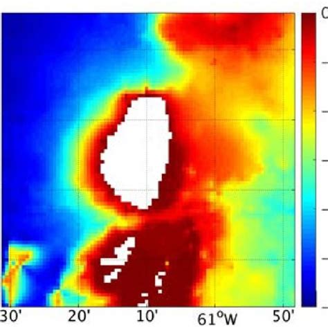 Gebco 30 Bathymetry Around St Vincent Colour Bar Shows Water Depth In Download Scientific