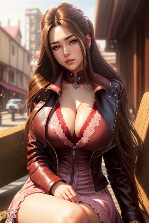 Rule 34 Aerith Gainsborough Ai Generated Breasts Brown Hair Cleavage Final Fantasy Final