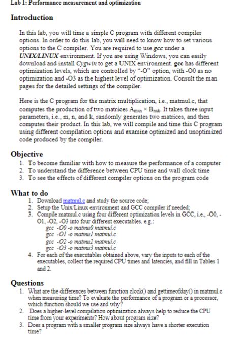 Solved IntroductionIn This Lab You Will Time A Simple C Chegg Com