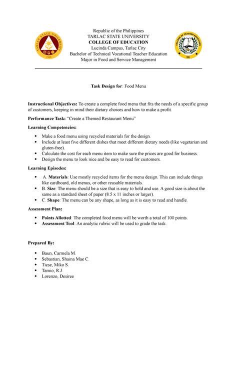 Tec 101 Research Republic Of The Philippines Tarlac State