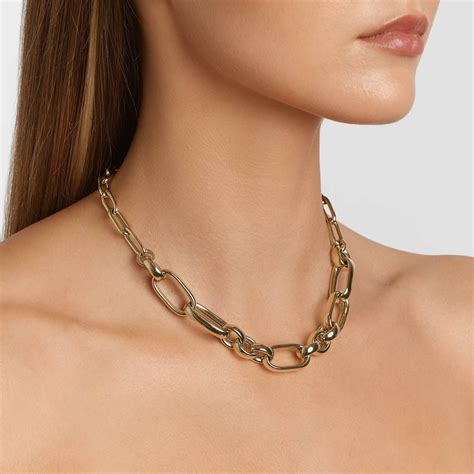 Chunky Paperclip Chain Necklace In Gold Medley Jewellery