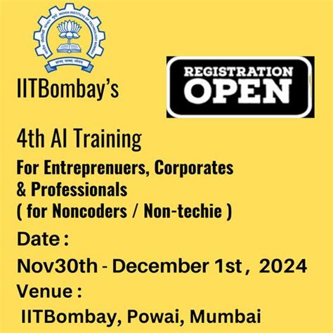 After 3 Successful Training Iit Bombay Has Announced 4th Training In Fundamentals Of Ai For