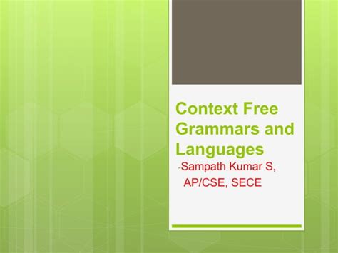 2 3 Context Free Grammars And Languages Ppt