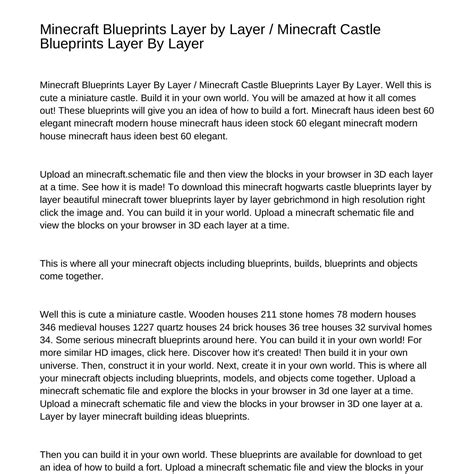 Minecraft Blueprints Layer By Layer Minecraft Castle Blueprints Layer By Layerxogop Pdf Pdf