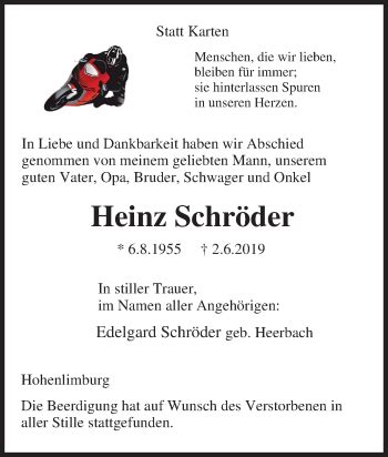Traueranzeigen von Heinz Schröder Trauer in NRW de