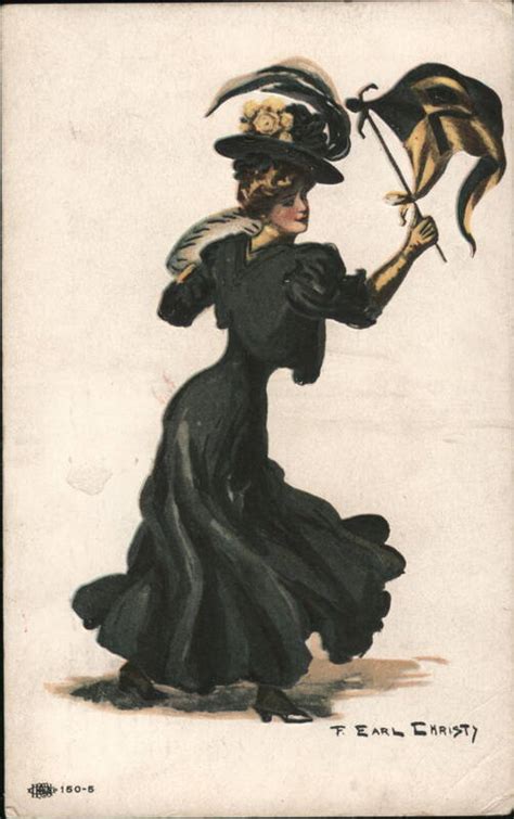 Princeton Girl Waving Pennant College Girls F Earl Christy Postcard