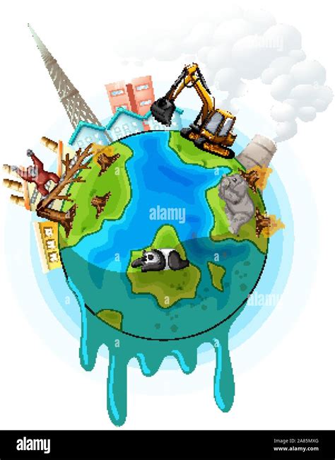 Poster Design With Global Warming Problem Illustration Stock Vector