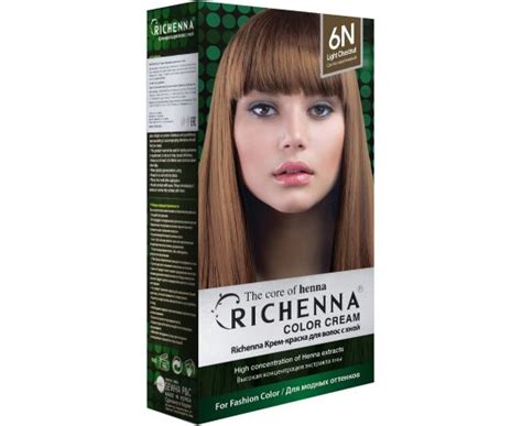 Richenna Крем-краска для волос с хной № 6N (Light Chestnut) (новая ...
