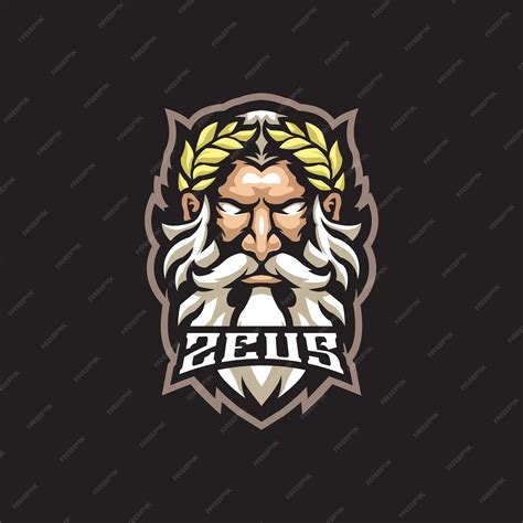 배지 엠블럼 및 티셔츠 인쇄를 위한 현대적인 일러스트레이션 컨셉 스타일이 있는 Zeus 마스코트 로고 디자인 벡터입니다 제우스 머리 그림입니다 프리미엄 벡터