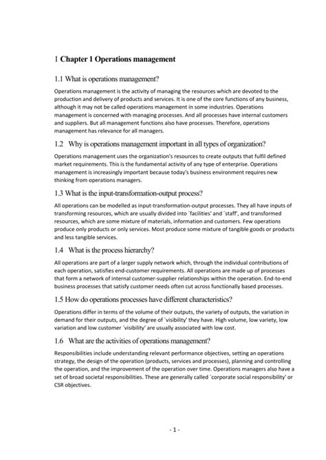 Chapter 1 Operations Management
