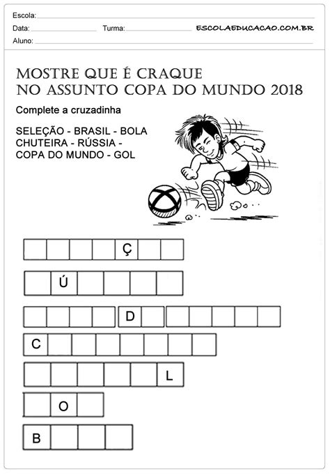 Atividades inéditas para a copa do mundo 2018 Escola Educação