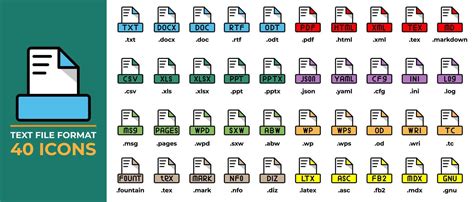 Set File Format Icons In Flat Style Txt Ppt Pdf Doc Csv File