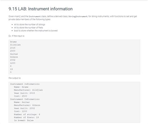 Solved 9 15 LAB Instrument Information Given Main And Chegg