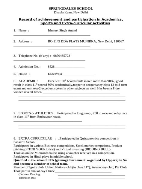 Self Assessment Form Of Ishmeet Singh Anand Pdf