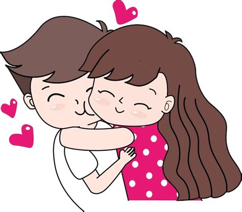 귀여운 커플 포옹과 로맨스 프리미엄 벡터