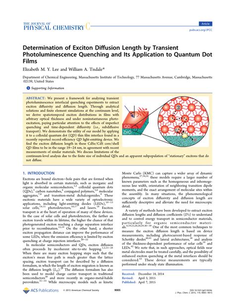 Pdf Determination Of Exciton Diffusion Length By Transient Photoluminescence Quenching And Its