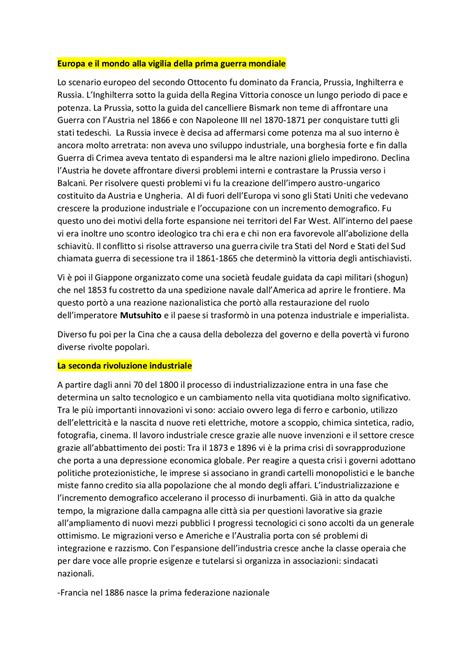 Riassunto Di Storia Per La Maturità Appunti Di Storia Docsity