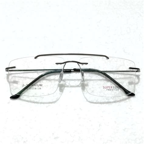 Grey Large Rectangle Rimless Glasses Frameless Specs For Single Vison Glasses India Online