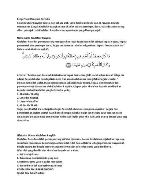 Pengertian Khulafaur Rasyidin Pdf