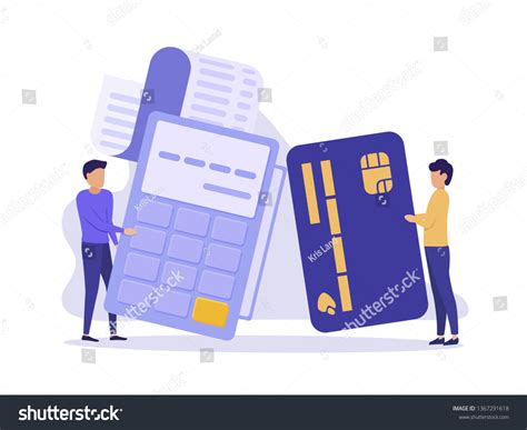 People Characters Pos Terminal Receipt Credit Stock Vector Royalty