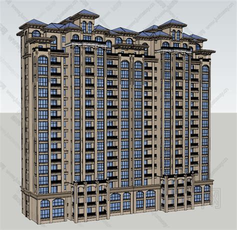 欧式高层住宅 Sketchup模型sketchup模型库建e室内设计网