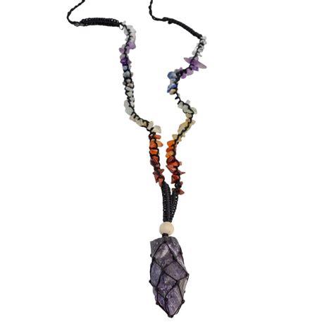 Roher Edelstein Anhänger Amethyst Mit Chakra Halskette Zenvol Deutschland