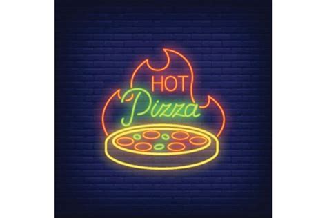 Hot Pizza Neon Sign Hot Pizza Circle Wi Graphic By Pchvector