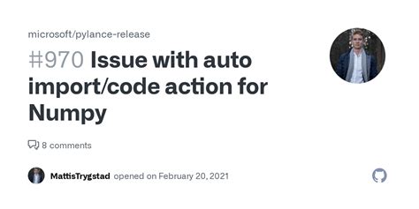 Issue With Auto Importcode Action For Numpy · Issue 970 · Microsoftpylance Release · Github