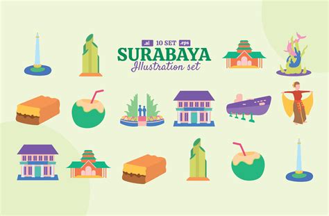 Surabaya Icon Illustration Vector Set 39636934 Vector Art At Vecteezy