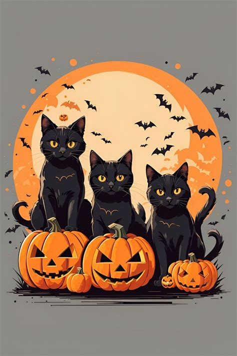 Halloween Cats Wallpaper Halloween Cat Halloween Illustration