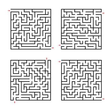 An Icon Of A Square Maze With An Arrow Pointing Over It Vector Lineal