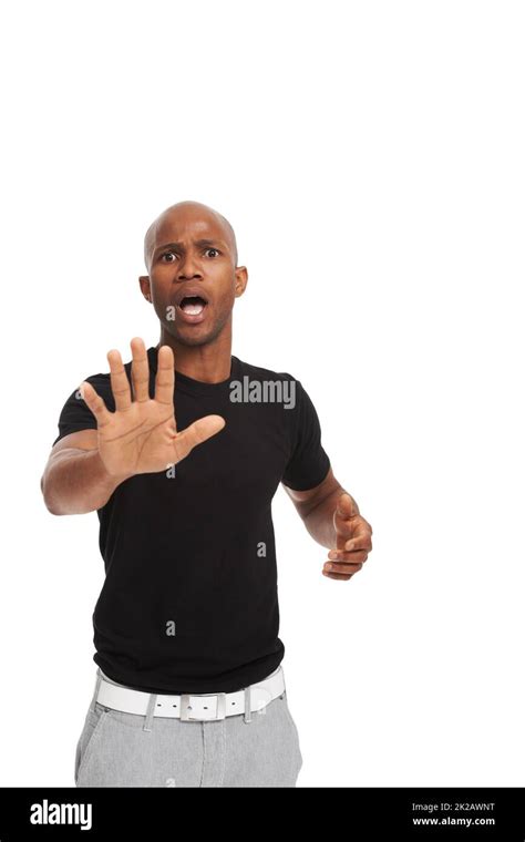 Whoa Not So Fast Studio Shot Of A Upset African American Man Making A