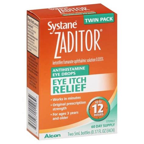 Systane Zaditor Antihistamine Eye Drops Eye Itch Relief Twin Pack