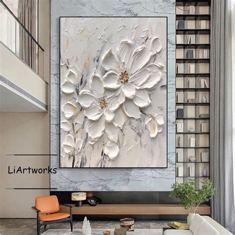 Large White Flower Texture Wall Art3d Textured Artmodern Etsy